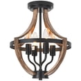 GoYeel 4-Light Farmhouse Hanging Pendant Lighting,Rustic Faux Wooden ...