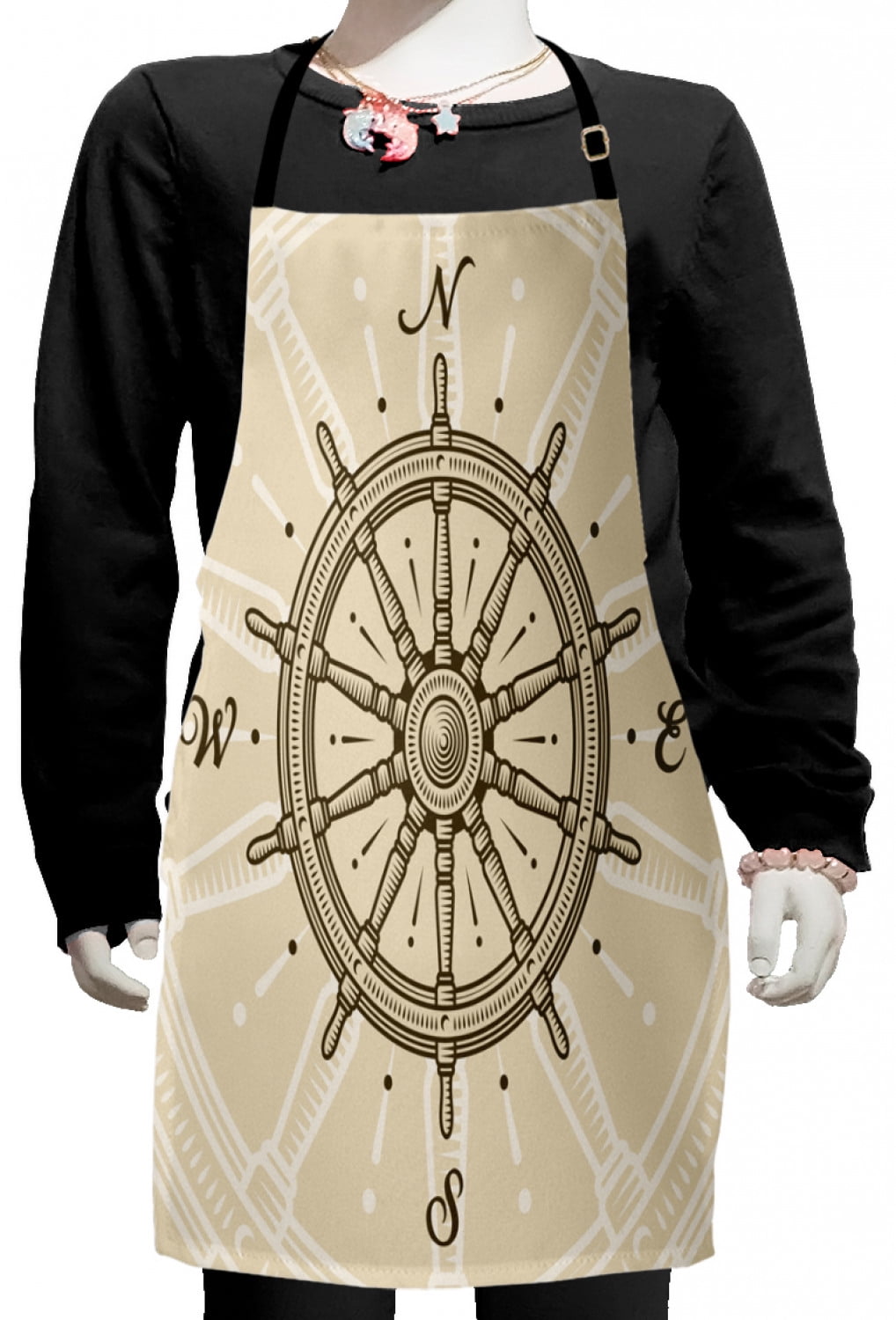Ships Wheel Kids Apron, Retro Ship Wheel Antique Sailboat Navigation ...