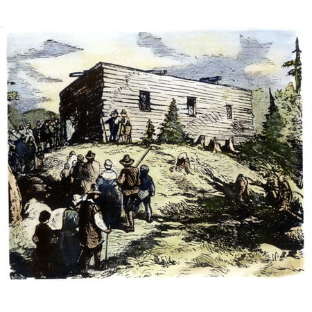Colonial Meeting House. /Ncolonists Gathering At A Meeting House In ...
