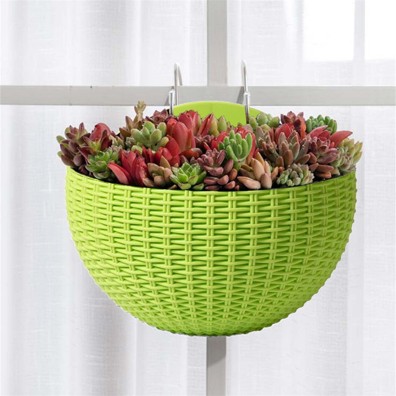 Creative Imitation Rattan Wall Hanging Semicircle Flower Pot Without ...