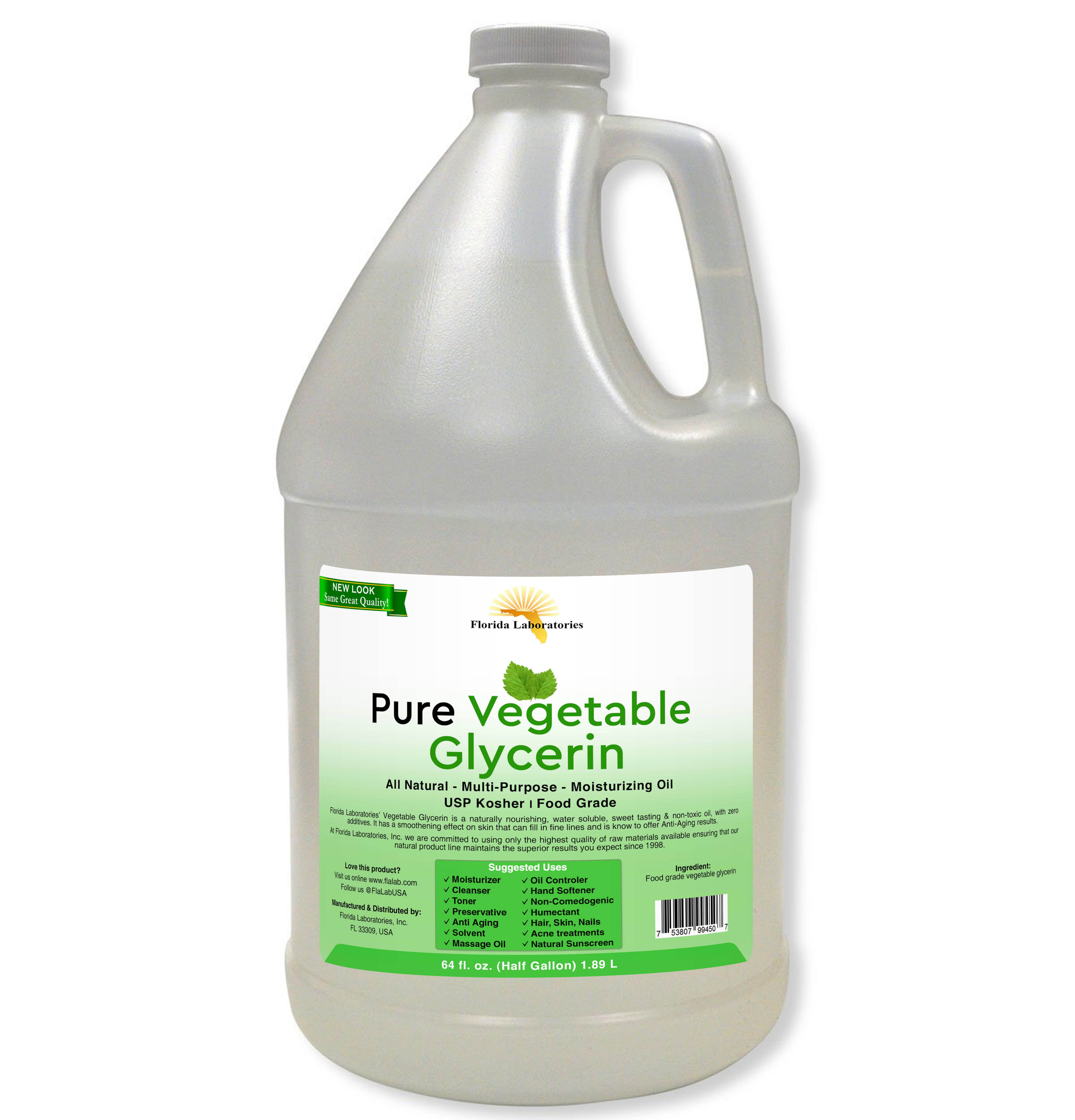 Vegetable Glycerin Pure Natural Half Gallon 64 Oz 100 Food Grade