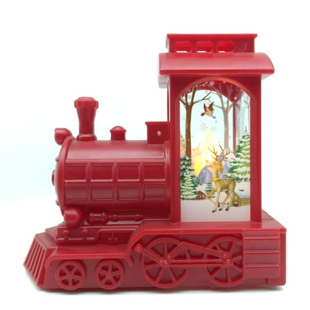 Christmas Musical Snow Globe Lantern Battery Operated Train Spinning ...