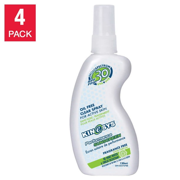KINeSYS 30 SPF Fragrance-free Sunscreen Spray 120 ml 4-pack - Walmart.ca