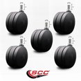 4 Inch Extra Large Heavy Duty Twin Wheel Caster 7/16 Grip Ring Stem Set of 5 - Walmart.com
