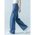 Plus-Size Women's Blue Wide-Leg Jeans,Side Drawstring Design - Walmart.com