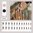 rynn&rae W046 Coffin Medium Long Press on Nails Tips Full Cover Fake French Blue Black Pink ...
