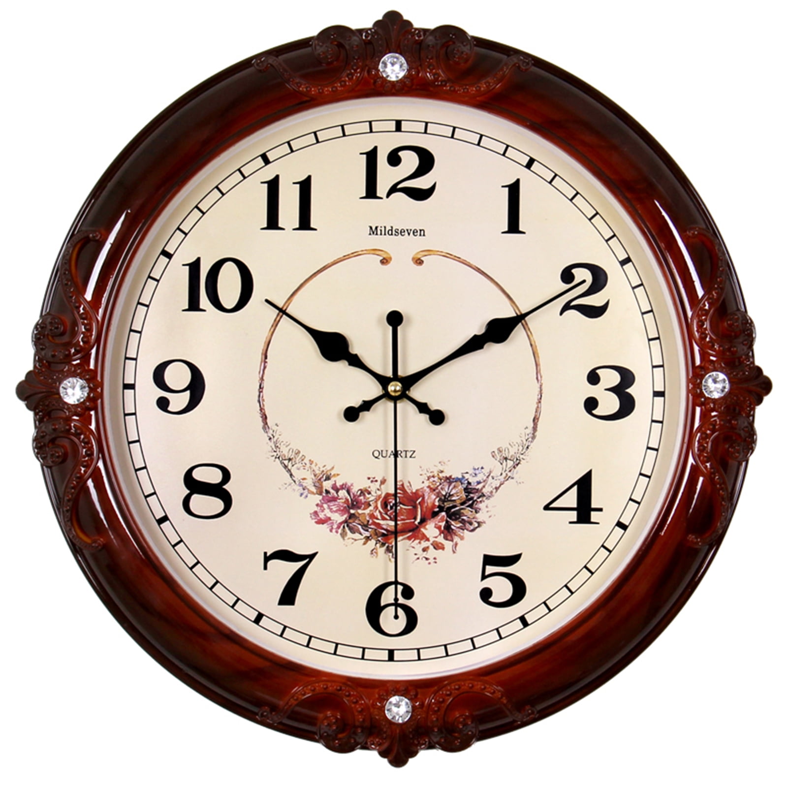 Delaman Vintage Wall Clocks 13 Inch Round Battery Operated Wall Clock ...