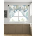 Coastal Swag Valances for Windows 2 Pack Beach Blue Teal Coral Kitchen ...