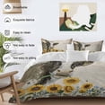 Cow With Sunflower Duvet Cover Set Queen Size, Bee Blue Yellow Floral ...