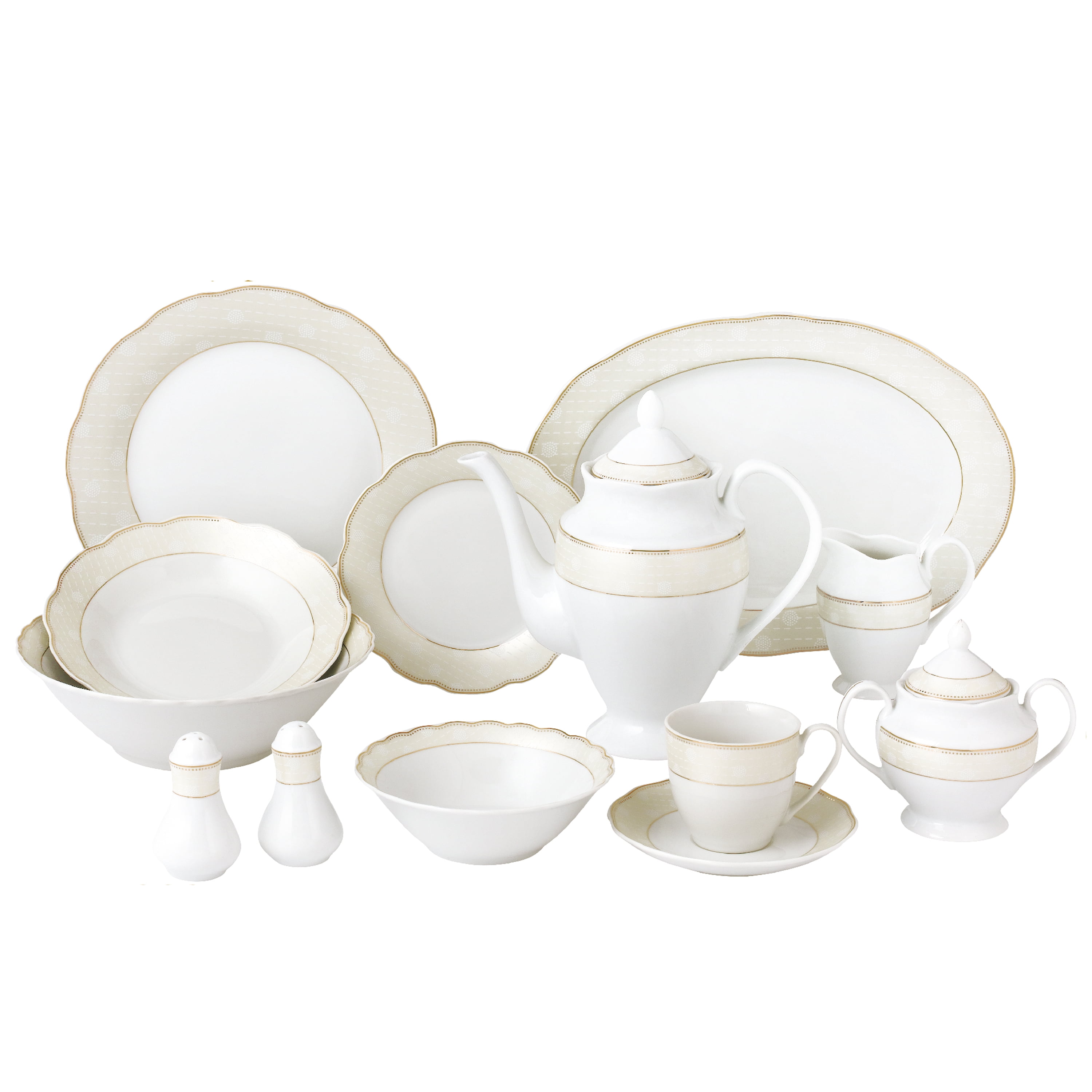 Stylish and Elegant 57 Pieces Porcelain Dinnerware Set Service for 8 ...