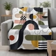 Abstract Color Block Throw Flannel Blanket Modern Black Pink Green ...