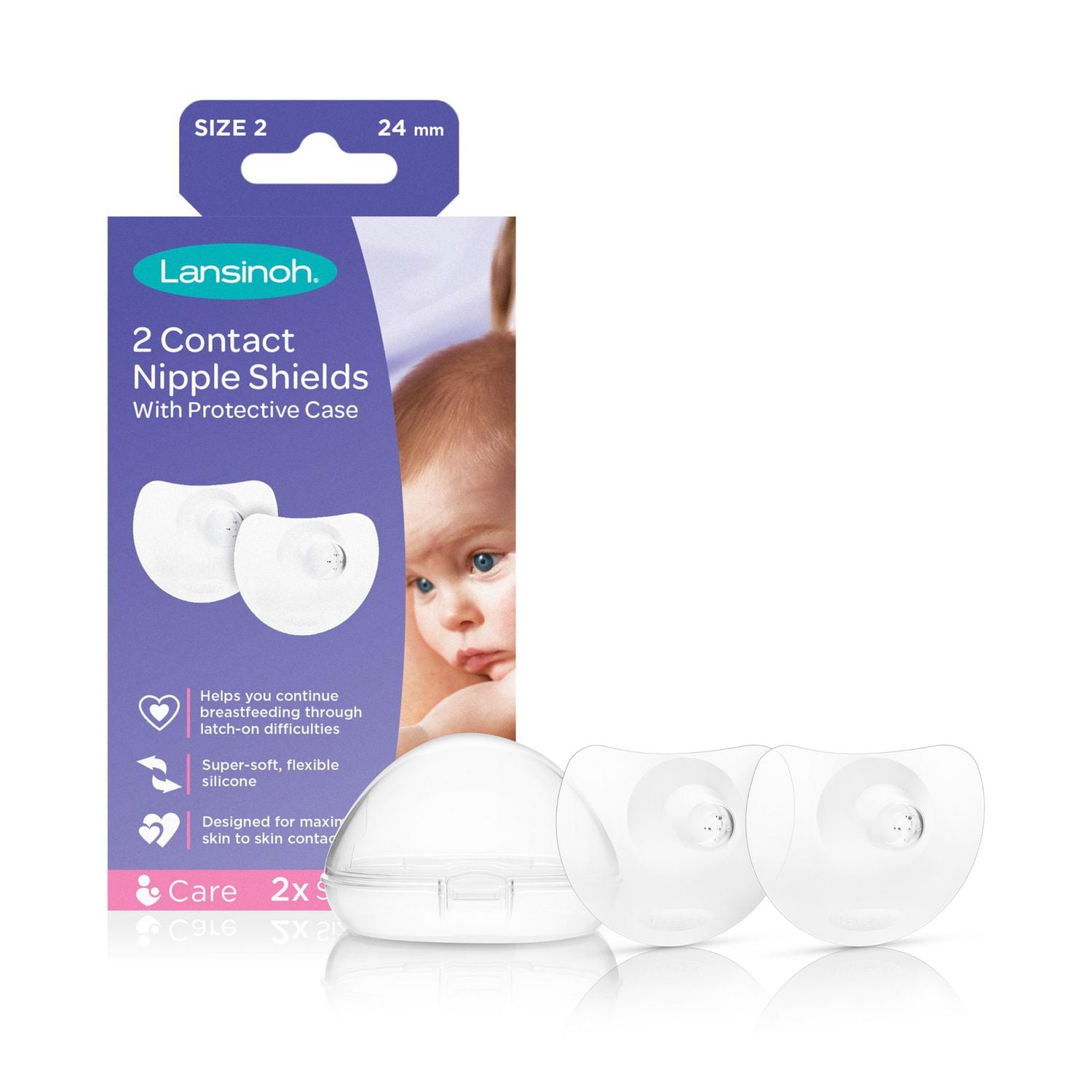 Lansinoh Contact Nipple Shields for Breastfeeding, 2 Nipple Shields ...