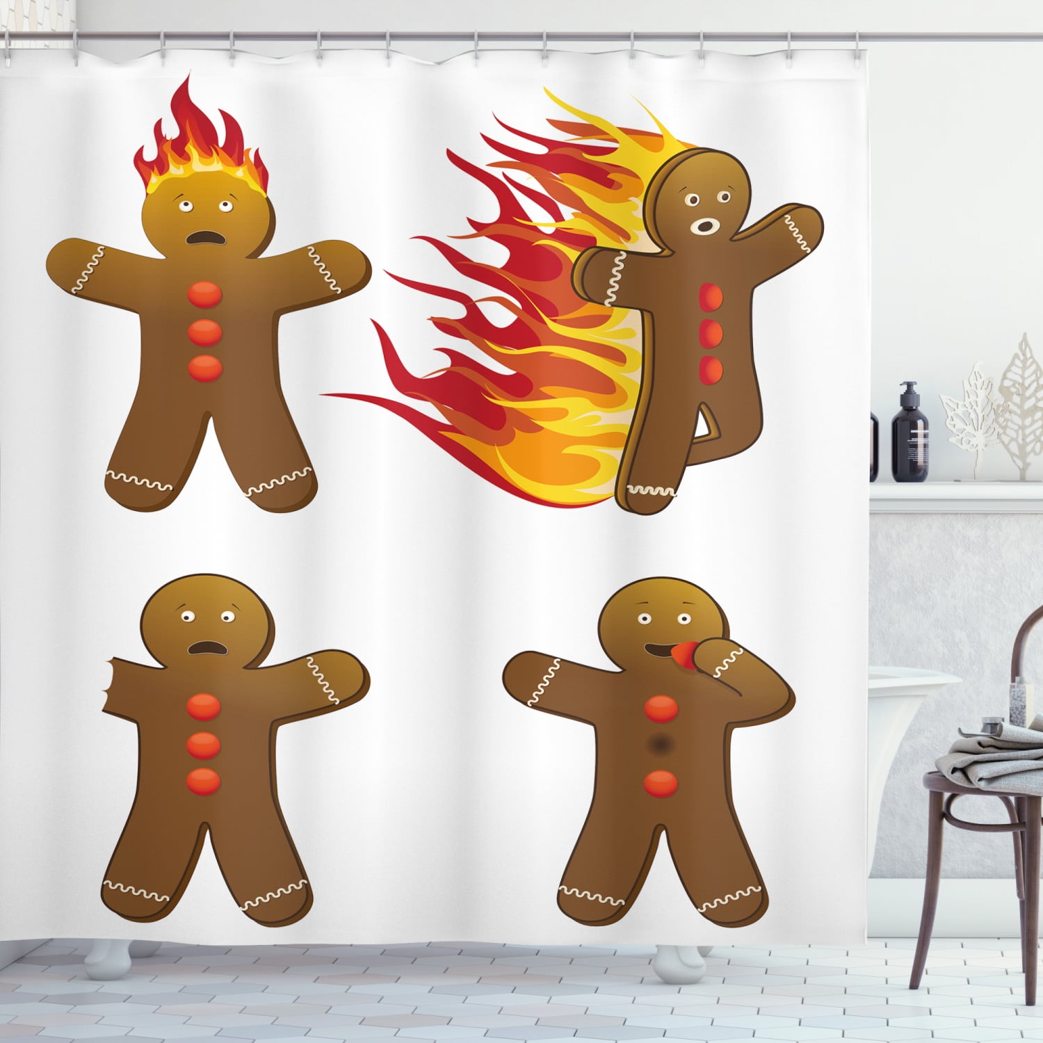 Ambesonne Gingerbread Man Shower Curtain, Funny, 69"Wx70"L, Caramel ...