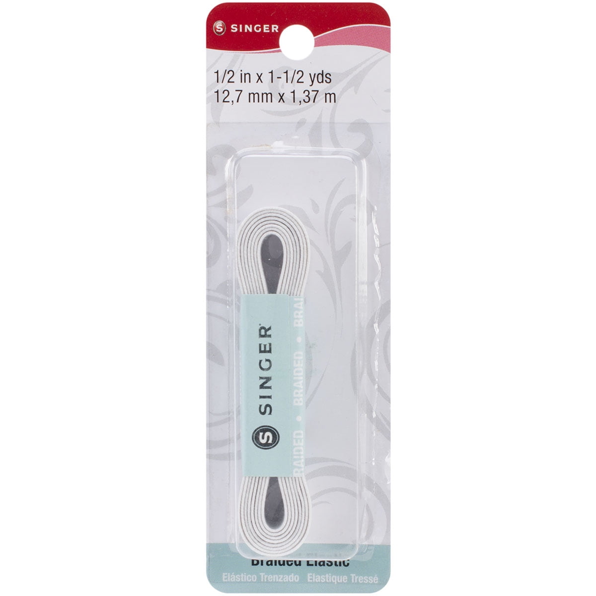 Singer Braided Elastic .5"X1.5yd-White - Walmart.com - Walmart.com