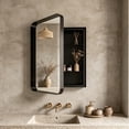 16"x24" Recessed Metal Framed Vanity Mirror with Storage, Wall Mount ...