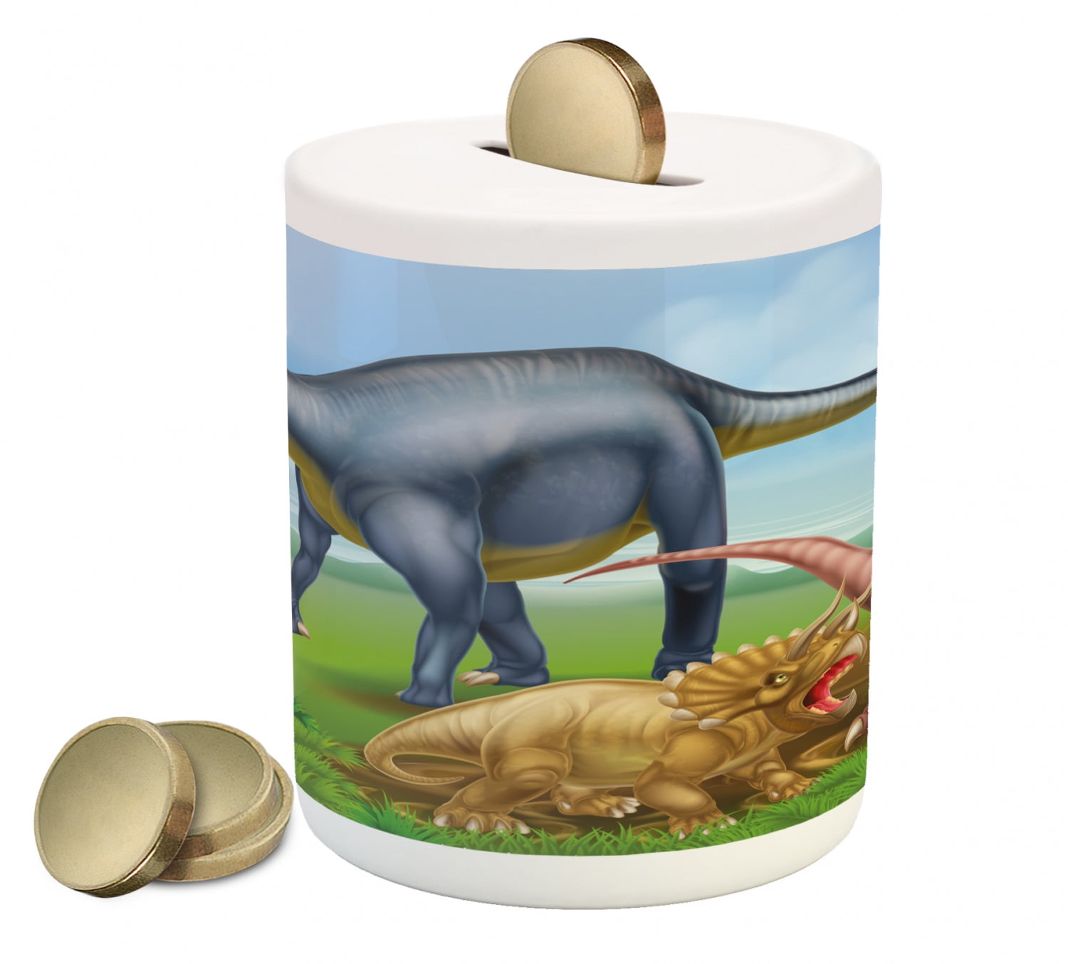 Dinosaur Piggy Bank, Different Types of Dinosaurs Natural Jungle ...