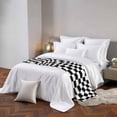 Black White Grid Bed Runner Scarf, Deformed Color Block Geometric ...