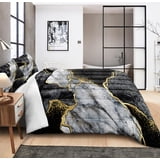 MOVE OVER Black Marble Comforter Set Queen Black White Bedding Sets ...