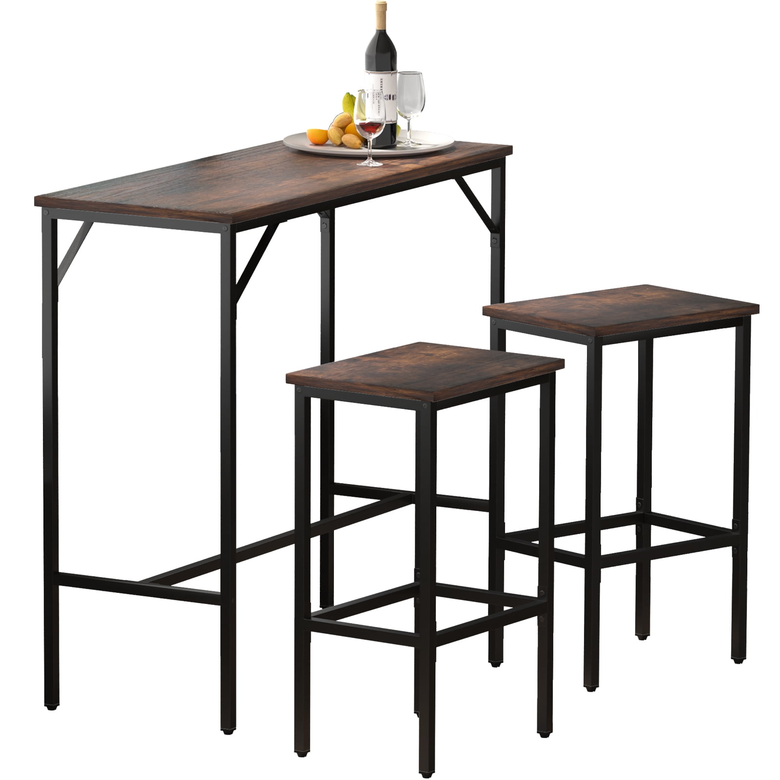 VEVOR Bar Table Set, 39" Bar Table and Chairs Set, Pub Table Set w/ 2 ...
