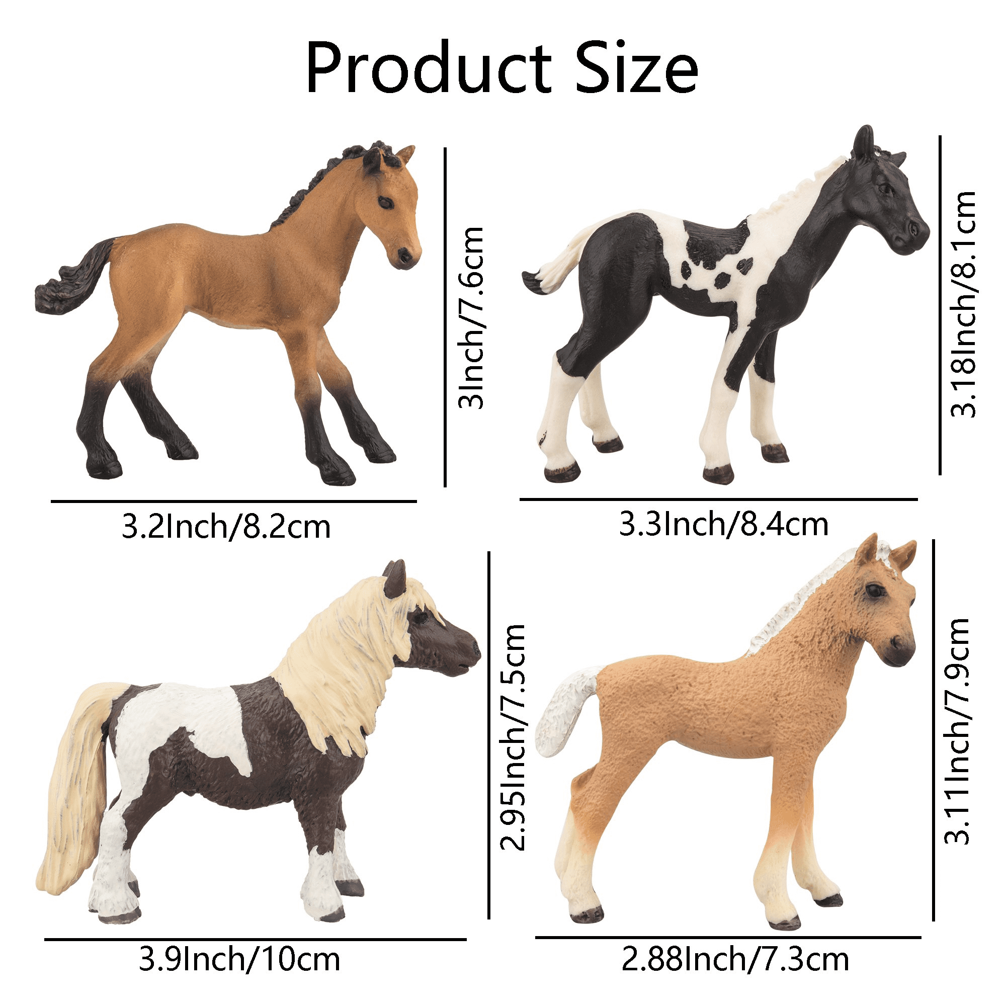 Buy TOYMANY 6PCS 3-4 Realistic Horse Pony Figurines Set, Detailed ...