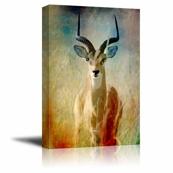 wall26 - Animal Theme Canvas Wall Art - Two Zebras on Grunge Background ...