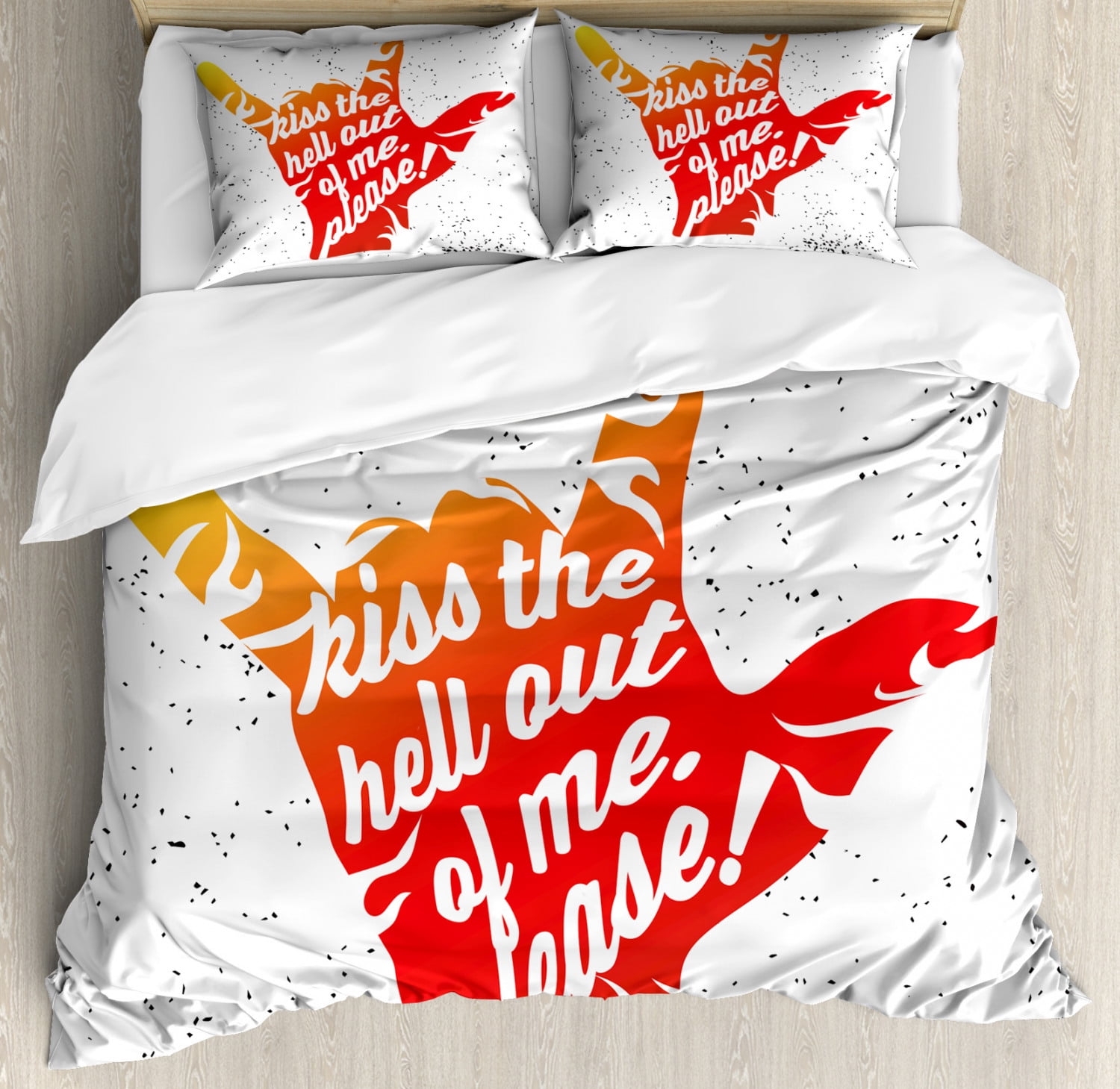 Quote Queen Size Duvet Cover Set, Kiss the Hell out of Me Please Phrase ...