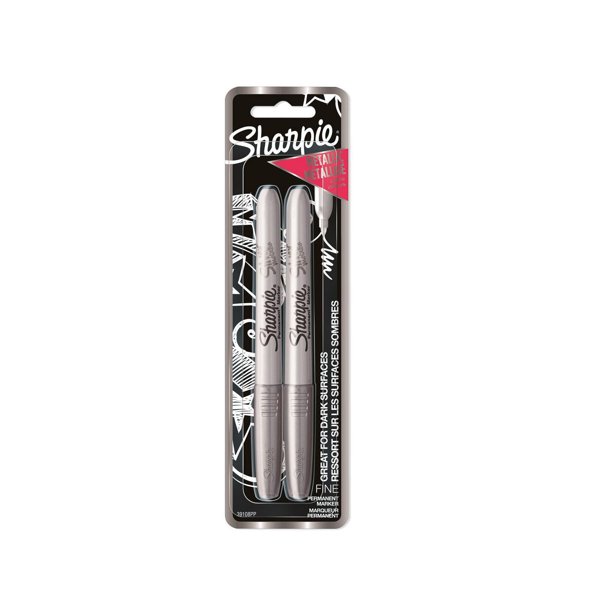Sharpie Metallic Fine Point Permanent Markers, Silver 2-Pack, Metallic ...