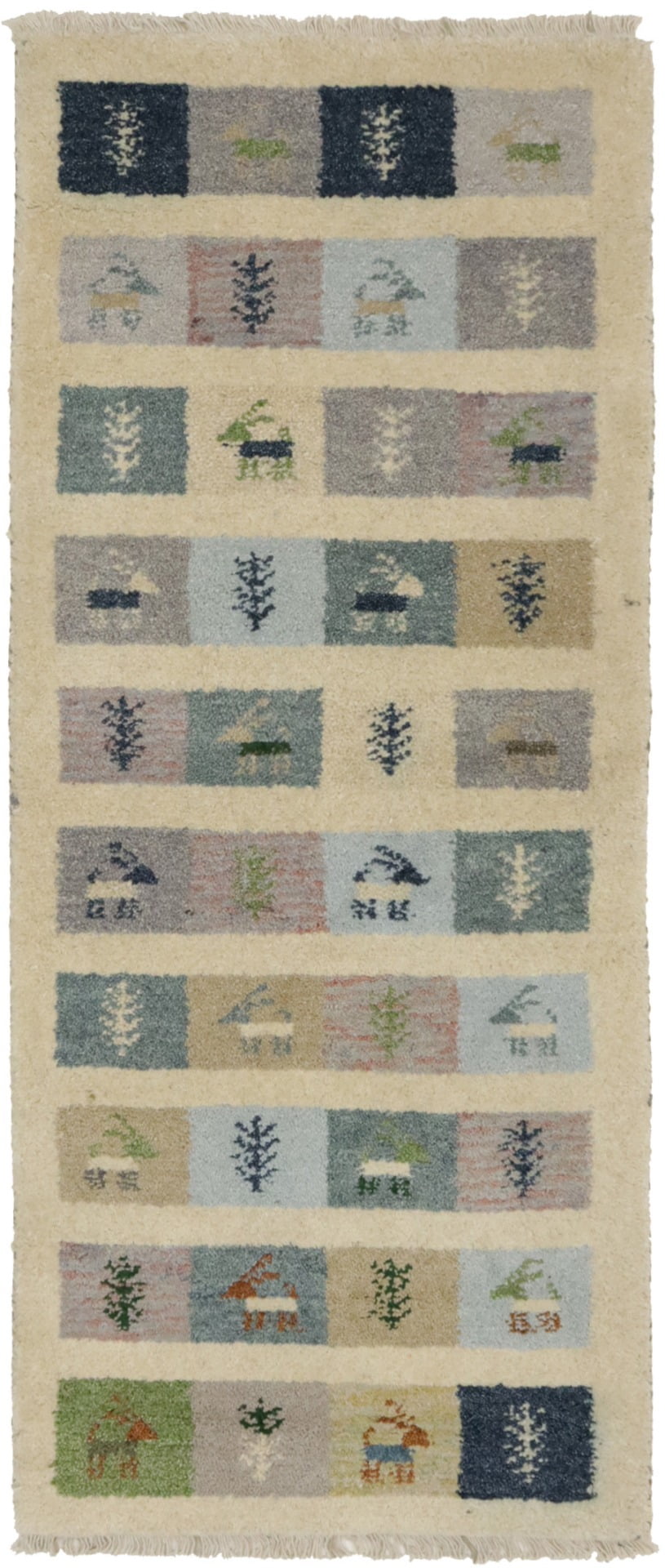 Cream Pictorial Tribal 2X5 Indo-Gabbeh Oriental Rug - Walmart.com