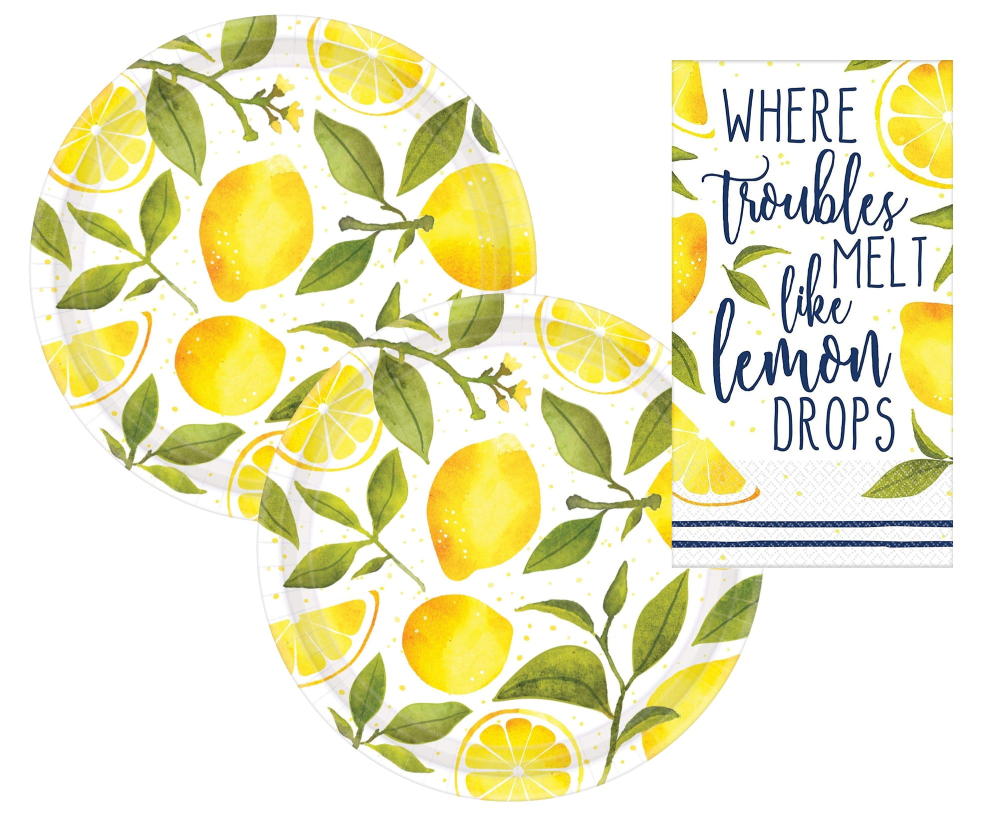 Lemon Paper Plates and Napkins Bundle for 16 Guests - Walmart.com