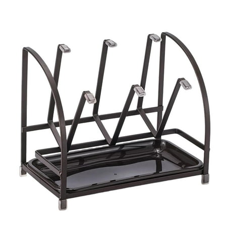 Metal Drying Rack with 6 Hooks Cup Drying Rack Stand with Drain Tray ...