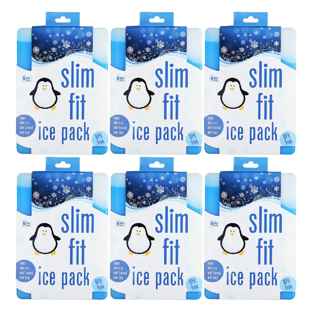 Jay Bags Ice Pak Extra Large Super Slim Fit Ice Pack Blue, 6-Pack ...