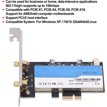 PCI-E Wireless Network Card, 2.4Ghz 50Mbps PCI-E Desktop Wireless WiFi ...