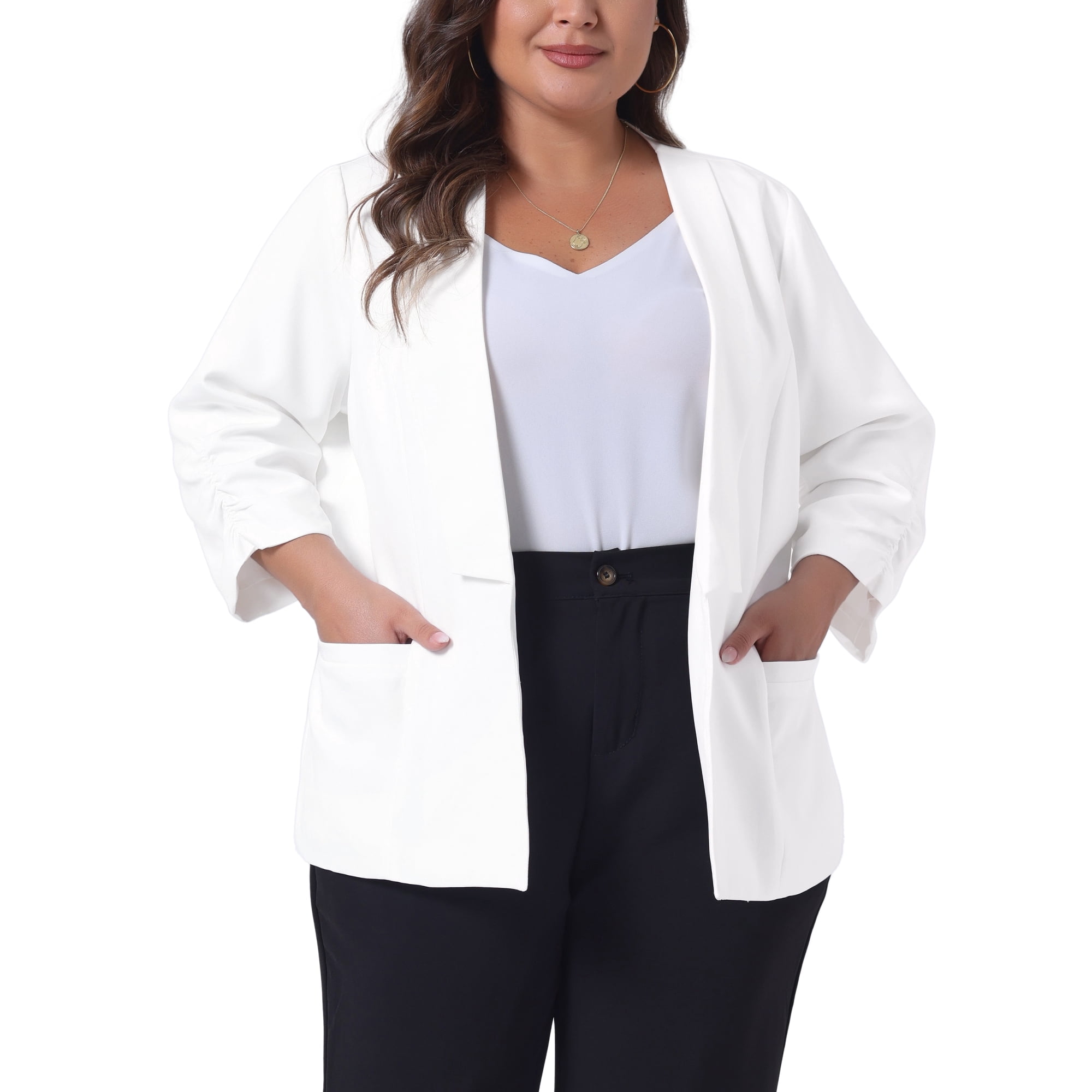 Click here for Agnes Orinda Womens Plus Size Blazers Lapel Collar... prices