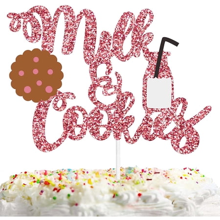Milk Biscuit Cake Topper Pink Glitter Baby Shower Theme Decorations ...