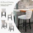 27 Inch Wingback Counter Height Bar Stools with Tufted Velvet Modern ...