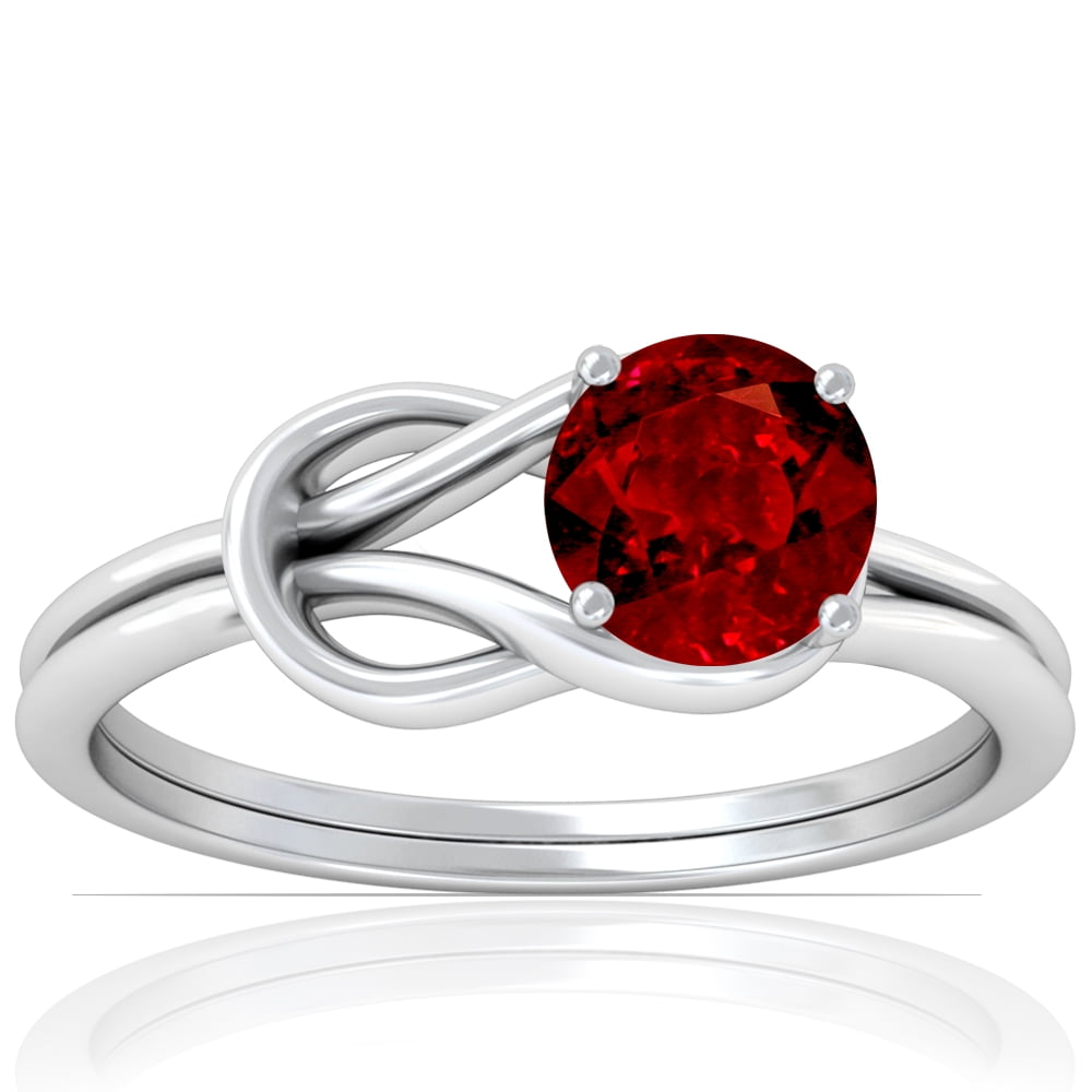 GemsNY July Birthstone - Vintage Prong Set Round Ruby Solitaire Ring ...