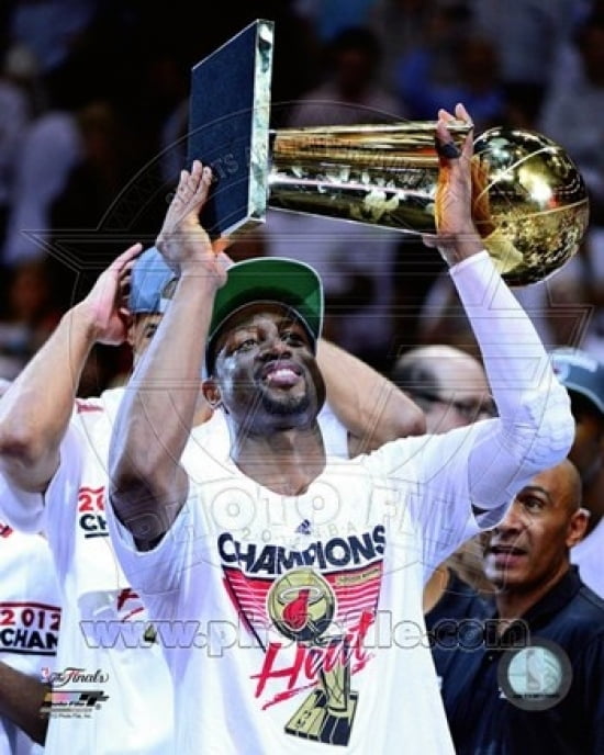 Dwyane Wade with the NBA Championship Trophy Game 5 of the 2012 NBA ...