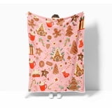 Pink Christmas Gingerbread Man Throw Blanket, Winter Cute Star ...