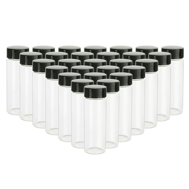 28pcs 30ml Clear Small Glass Sample Vials with Black Plastic Screwcap ...