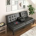 Mainstays Memory Foam 71.5" Futon with Cupholder and USB, Black Faux ...