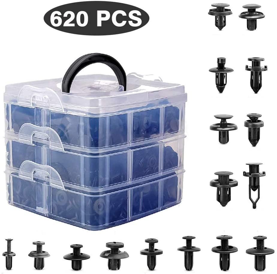 620Pcs Car Retainer Clips & Plastic Fasteners Kit Fender Rivet Clips ...