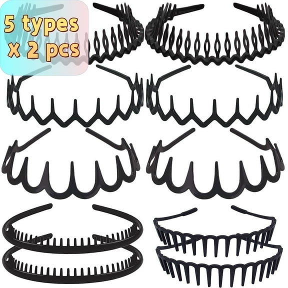 3 Pcs Resin Teeth Comb Headband Plastic Hard Hairband Fashion Durable ...