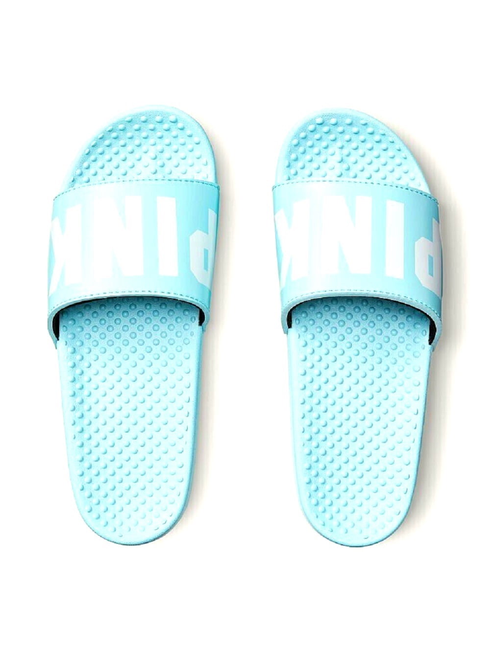 Victoria's Secret Pink Single Strap Slides Sandal Light Blue Logo Size ...