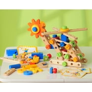 Schylling Makit Kids Wooden Building Set, 70pcs Creative Woodworking ...