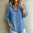 ATOYSOY Blouses For Women Business Casual Solid Color Round Collar ...