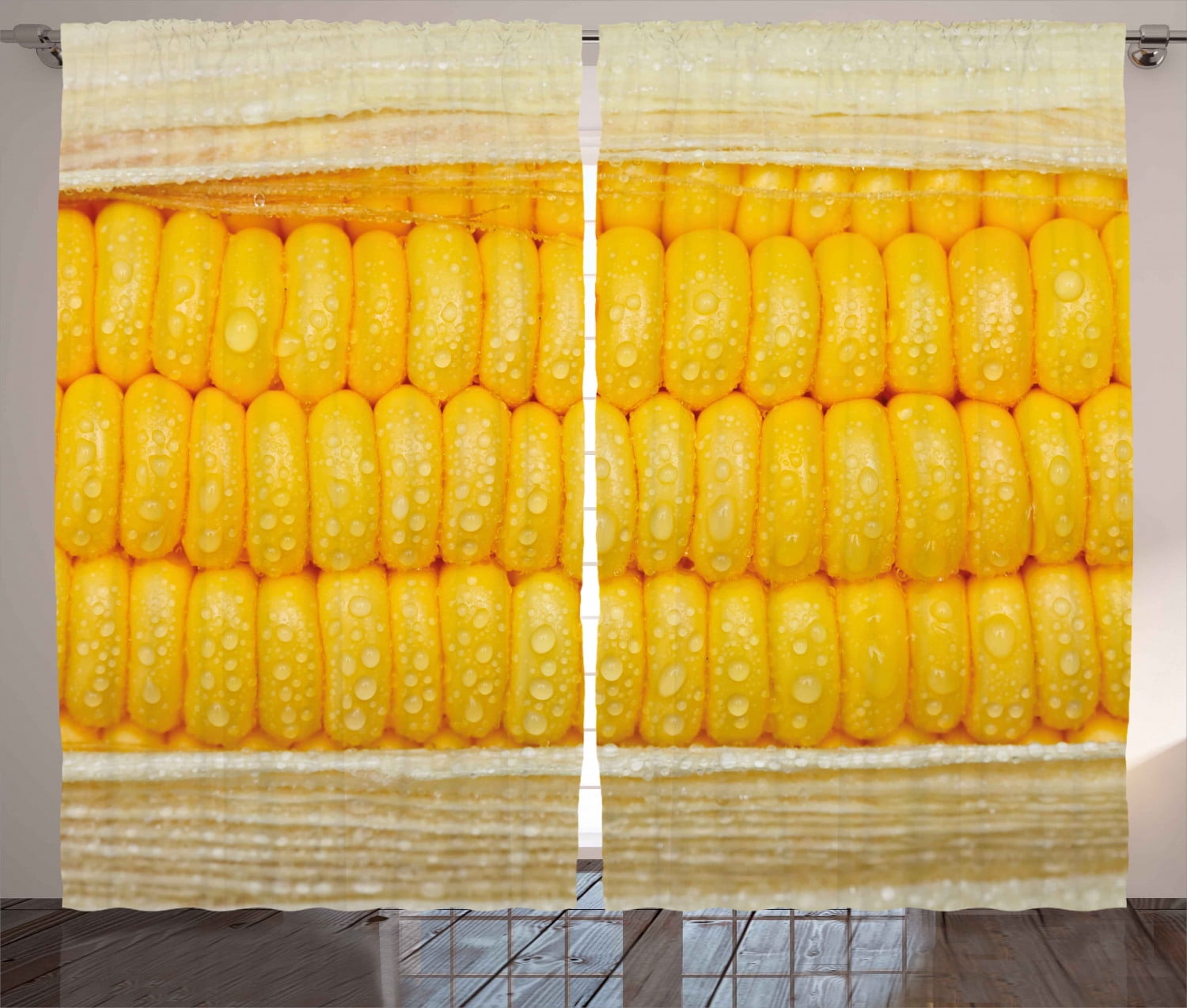 Health Curtains 2 Panels Set, Corn Cob Stem with Raindrops Water Marks ...
