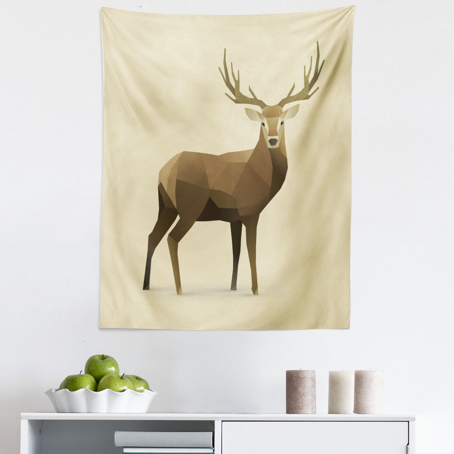 Polygons Tapestry, Modern Illustration of Geometric Deer Forest Elk ...