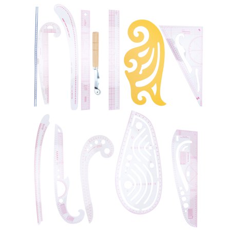 QIILU 12pcs Rulers With Roller Clothing Measuring Ruler Set ...