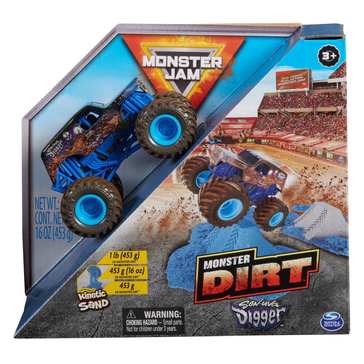 Monster Jam: Set Monster Dirt - Son Uva Digger azul Estándar | Walmart ...