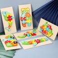 Wooden Cartoon Number & Animal Puzzle for Kids, Montessori Early ...